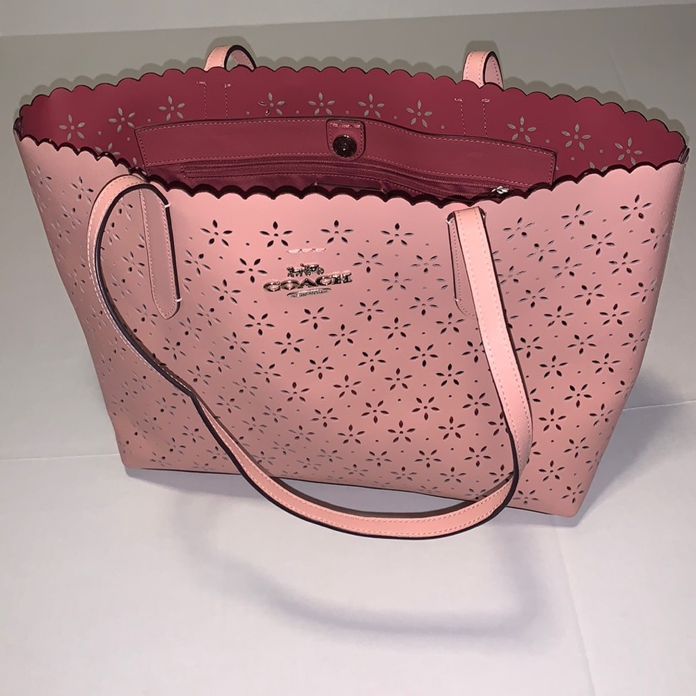 Coach Laser Cut City Tote Bag - Pink - Gem